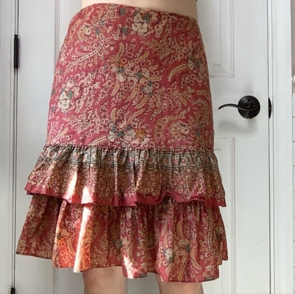 Chaps | Skirts | Vintage Chaps Denim By Ralph Lauren Paisley Tiered ...